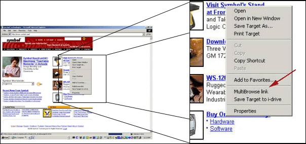 Figure 1 - Multibrowsing regular links on a Web page (Note the ...